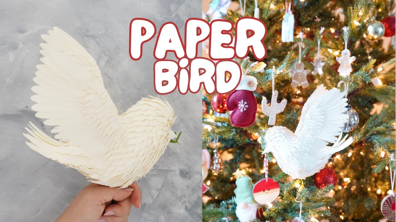PAPER bird dove 🕊️ tree topper DIY for Holiday Crafts - YouTube
