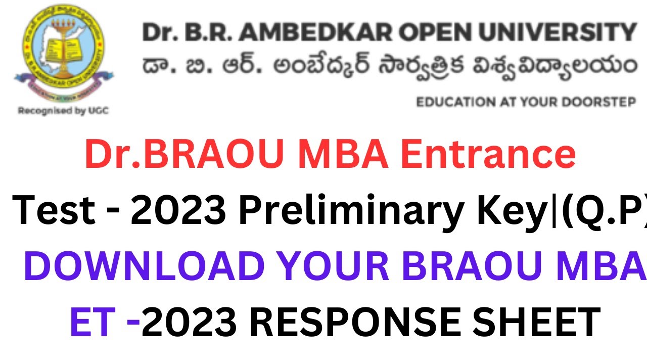 Dr.BRAOU MBA Entrance Test - 2023 Preliminary Key|(Q.P)DOWNLOAD YOUR ...