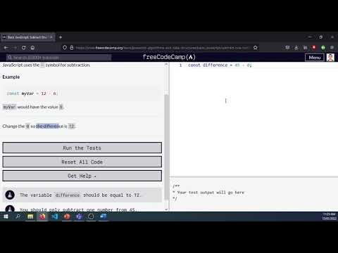 Day 12 Jan 15 - Freecodecamp Subtract One Number From Another with Javascript - YouTube