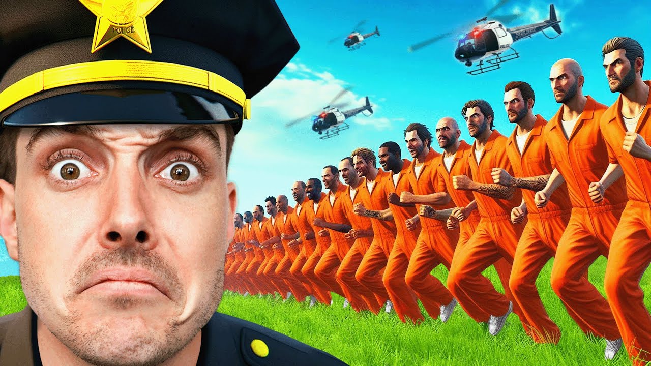 1 Cop vs 100 Escaped Prisoners in GTA - YouTube