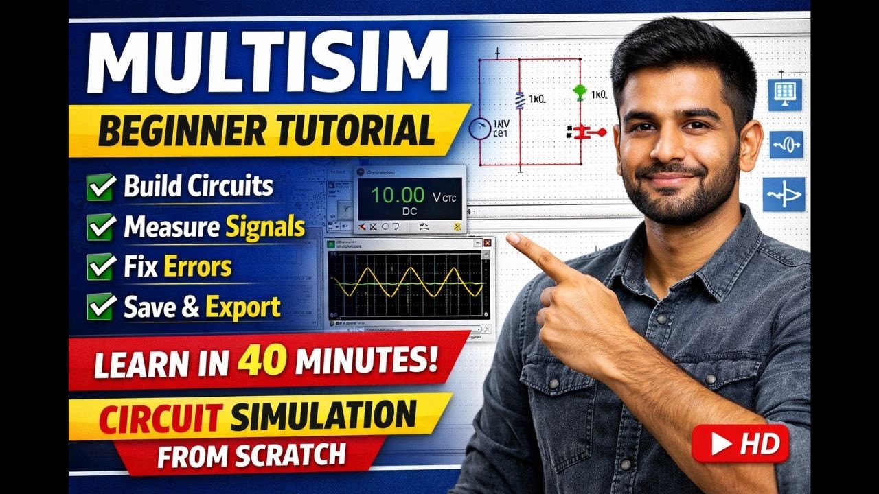 Multisim Beginner Tutorial for Beginners | Learn Circuit Simulation from Scratch (40 Min) - YouTube