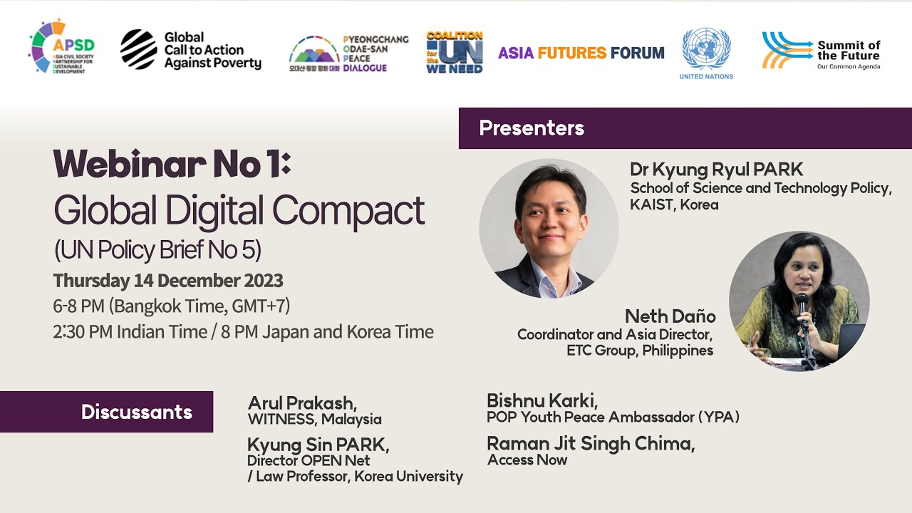 Webinar No 1 - Global Digital Compact : UN Policy Brief No.5 - YouTube