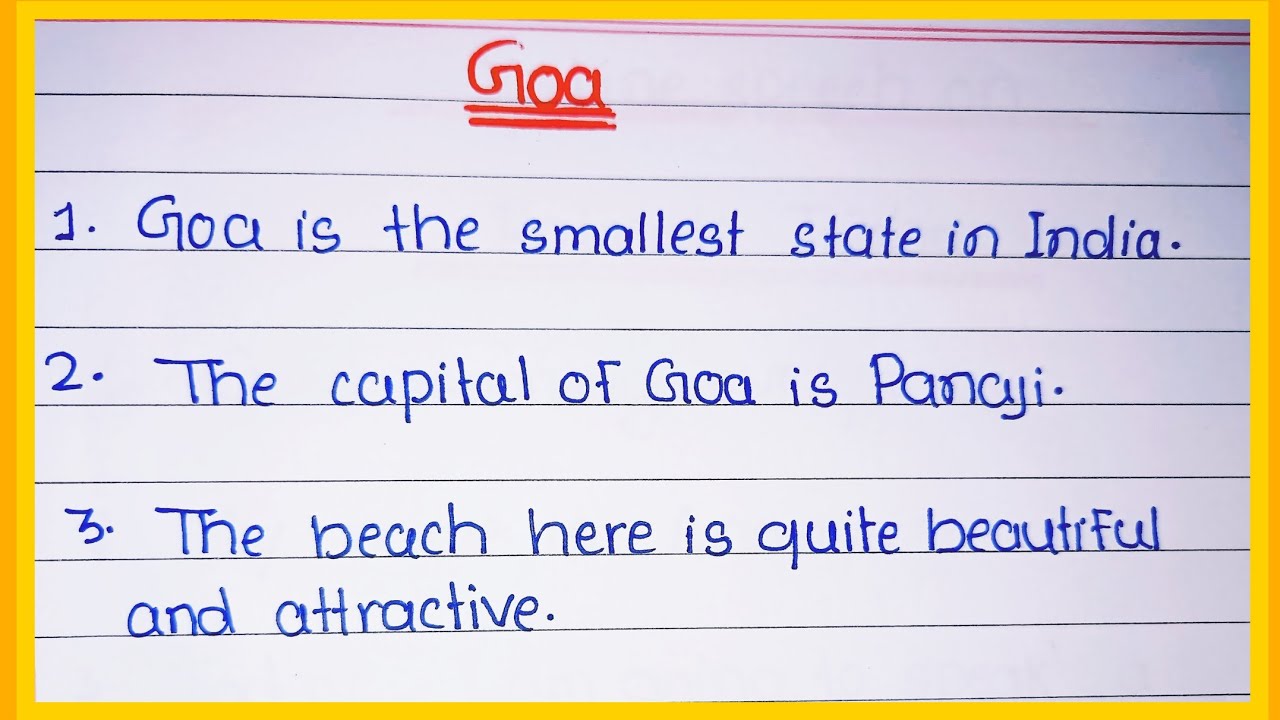 10 line essay in Goa l Goa essay 10 line in English l - YouTube