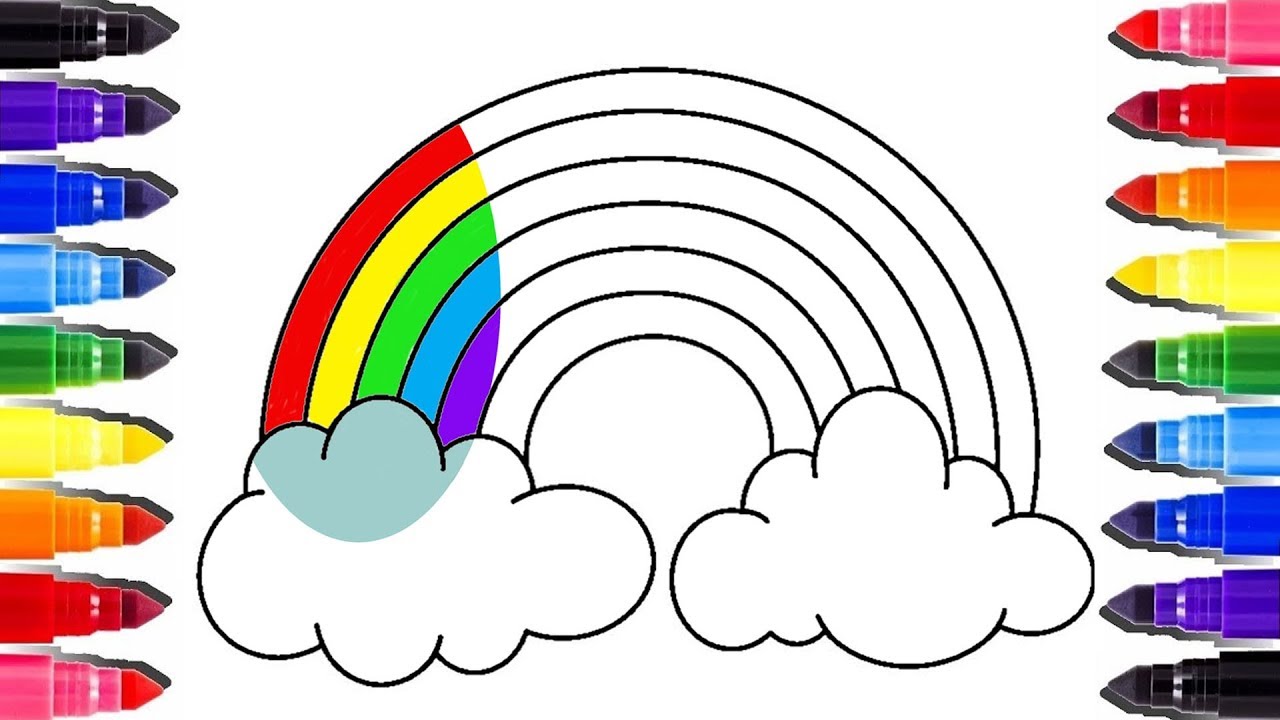 How to Draw a Rainbow Coloring Pages | Kids Learn Drawing | Art Colours ...