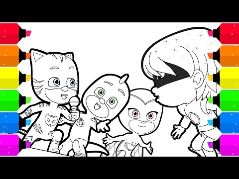 PJ Masks Coloring Page Singing Catboy, Gekko & Owlette