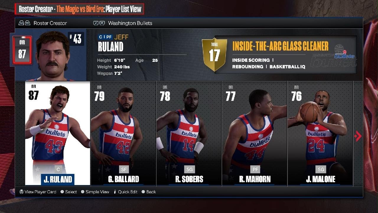 NBA 2K24: Washington Bullets 1983-84 classic team (PS5) Magic vs Bird ...