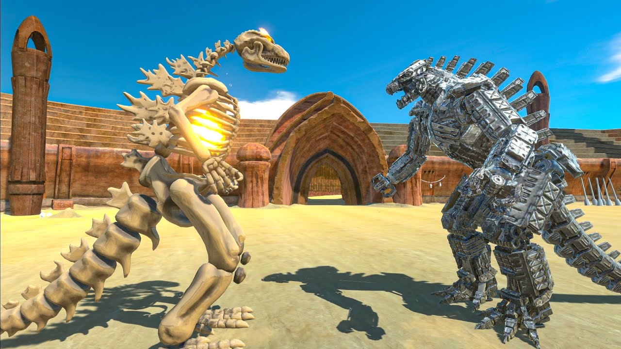 Skeleton Godzilla vs Mechagodzilla - ARBS Godzilla - YouTube