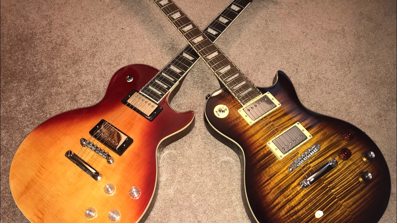 Epiphone Les Paul Modern Figured Magma Orange Fade vs Harley Benton SC ...