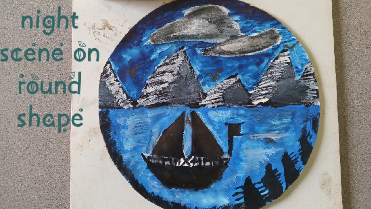 Make round shape paper canvas and painting - YouTube