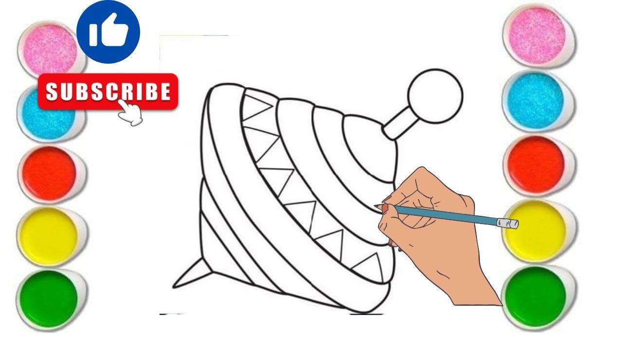 How to draw simple and easy Spinning Top:step by steps painting ...