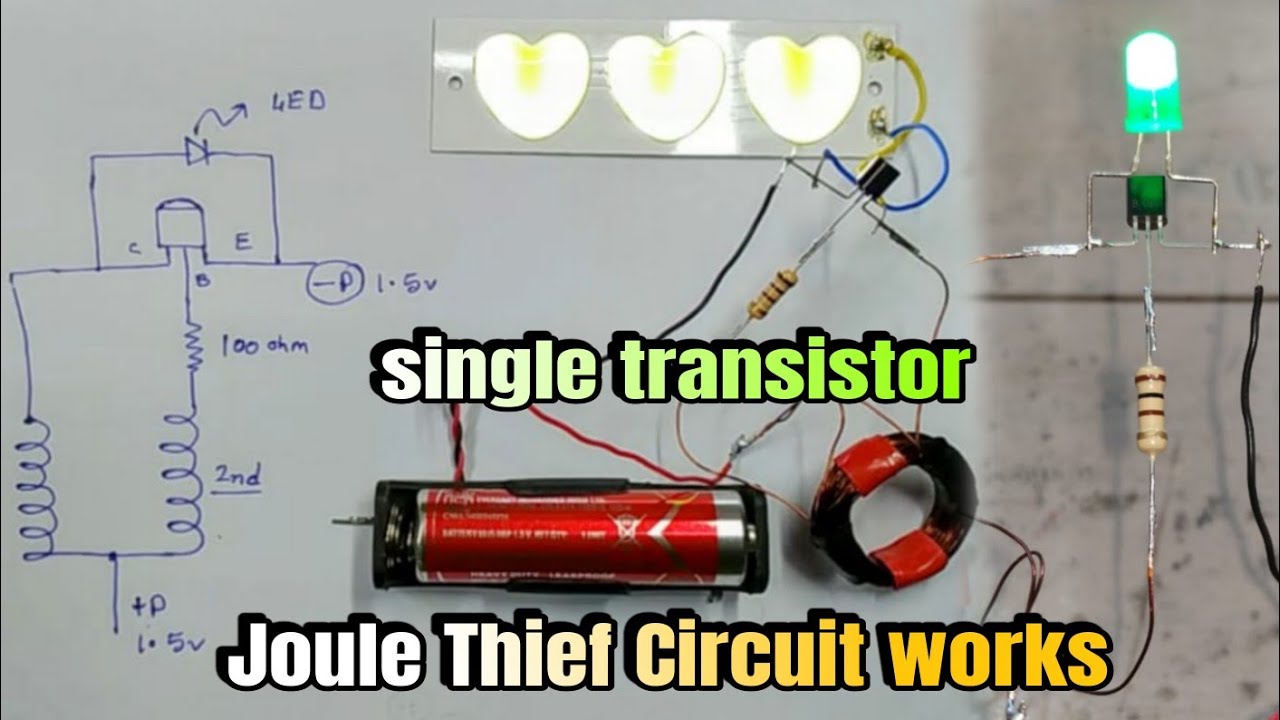 Single Transistor Voltage booster Explain | joule thief circuit explain ...