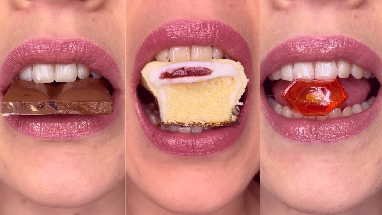 ASMR Satisfying Lips Eating Chocolate and Cake | 먹방 수면유도 먹방 - YouTube