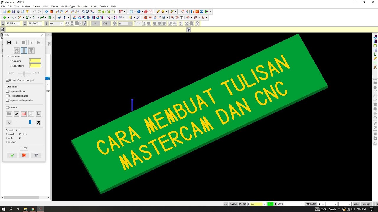 Cara mudah Membuat Tulisan di Mastercam dan cnc || 2D lettering ...