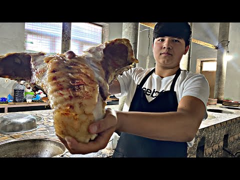 Uzbek kazan kebab being prepared real uzbek teahouse kazan kebab(lunch real strong food