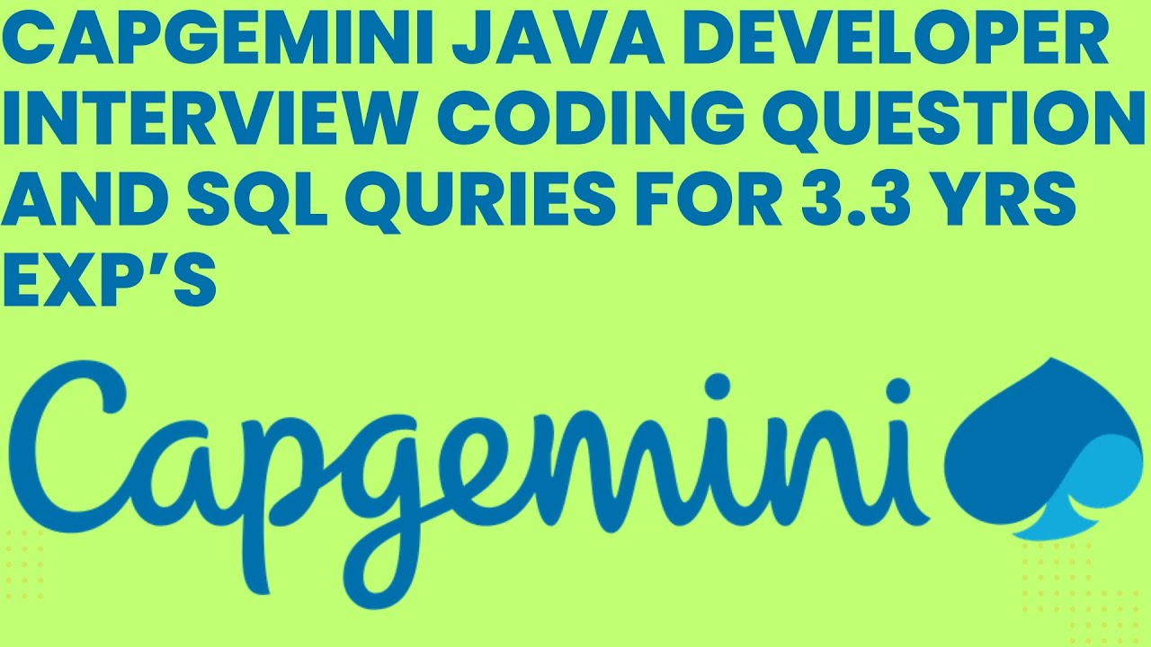 Capgemini Java Developer Real Interview Core Java And Java8 Coding 9675
