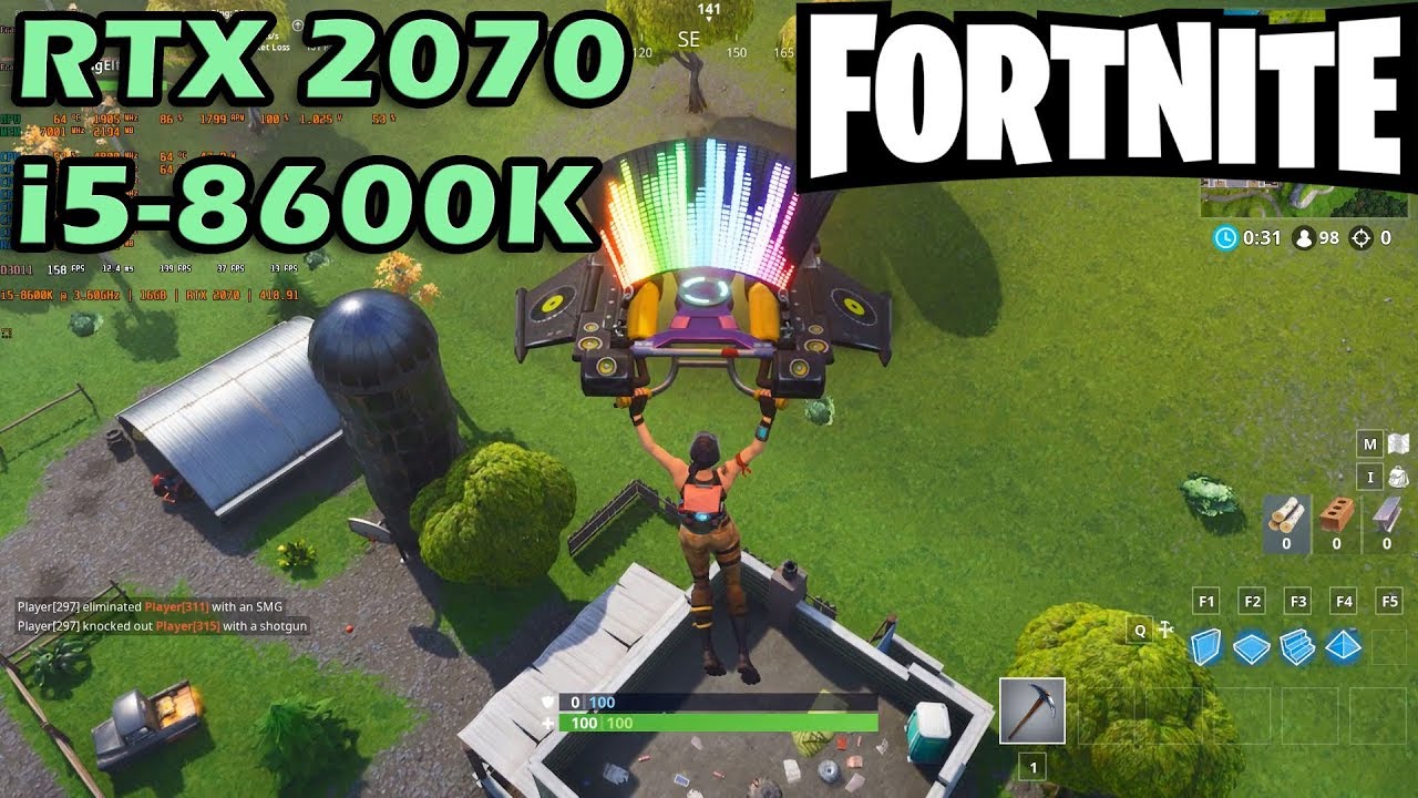 RTX 2070 Fortnite On Epic Settings Gameplay FPS test CPU: i5-8600K ...