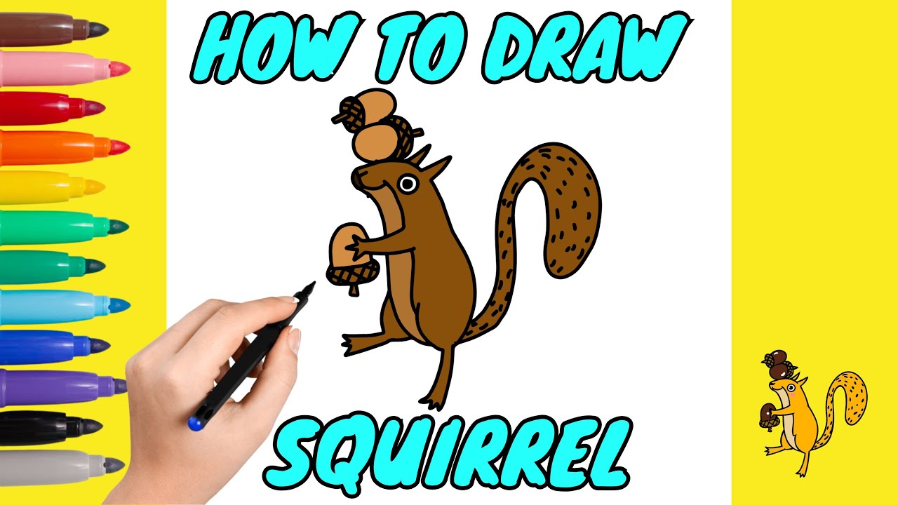 Draw a Squirrel Raiding a Nut Stash! Fun & Easy! | How to Draw a ...