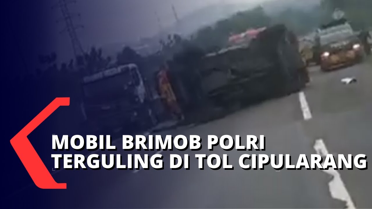 Mobil Barracuda Brimob Terguling di Tol Cipularang KM 84 - YouTube