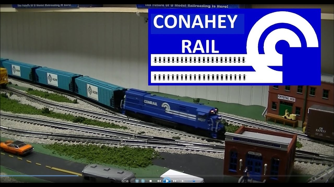 Conrail GE U30C Pulls ADM Freight on Conahey Rail O Gauge - YouTube