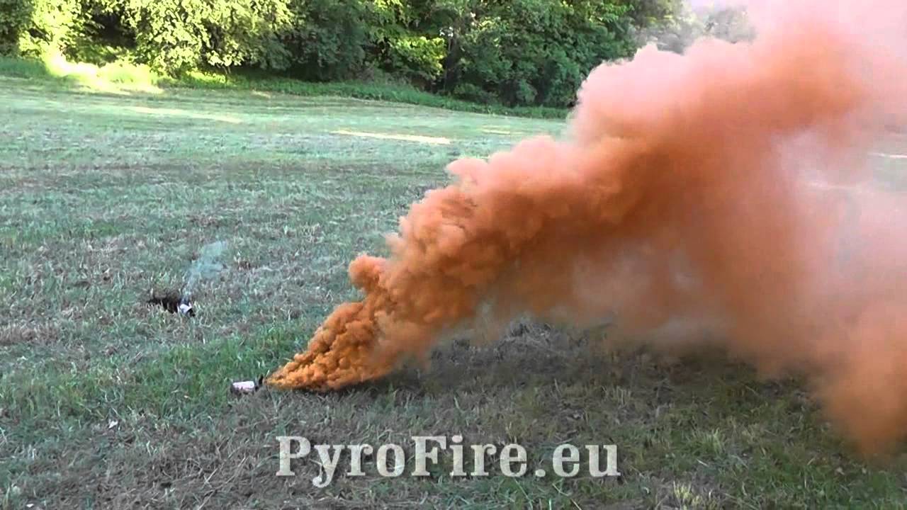 Orange smoke grenade w. lever igniter - YouTube