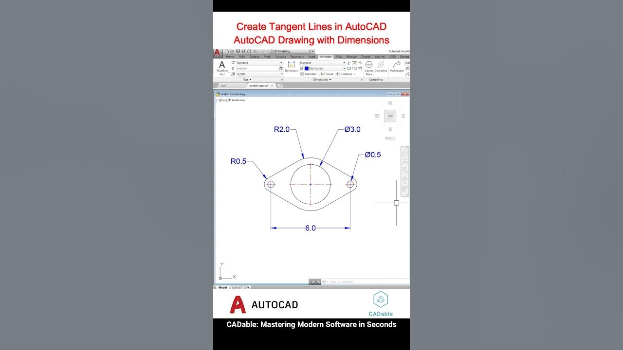 Create Tangent Lines in AutoCAD #autocaddrawingwithdimensions #cadable #autocad2ddrawing - YouTube