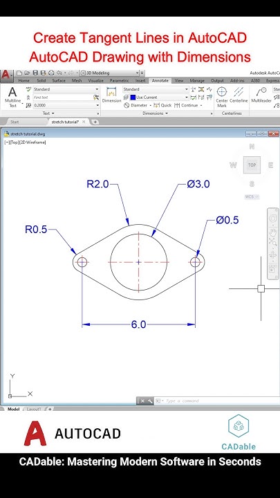 Create Tangent Lines in AutoCAD #autocaddrawingwithdimensions #cadable #autocad2ddrawing - YouTube