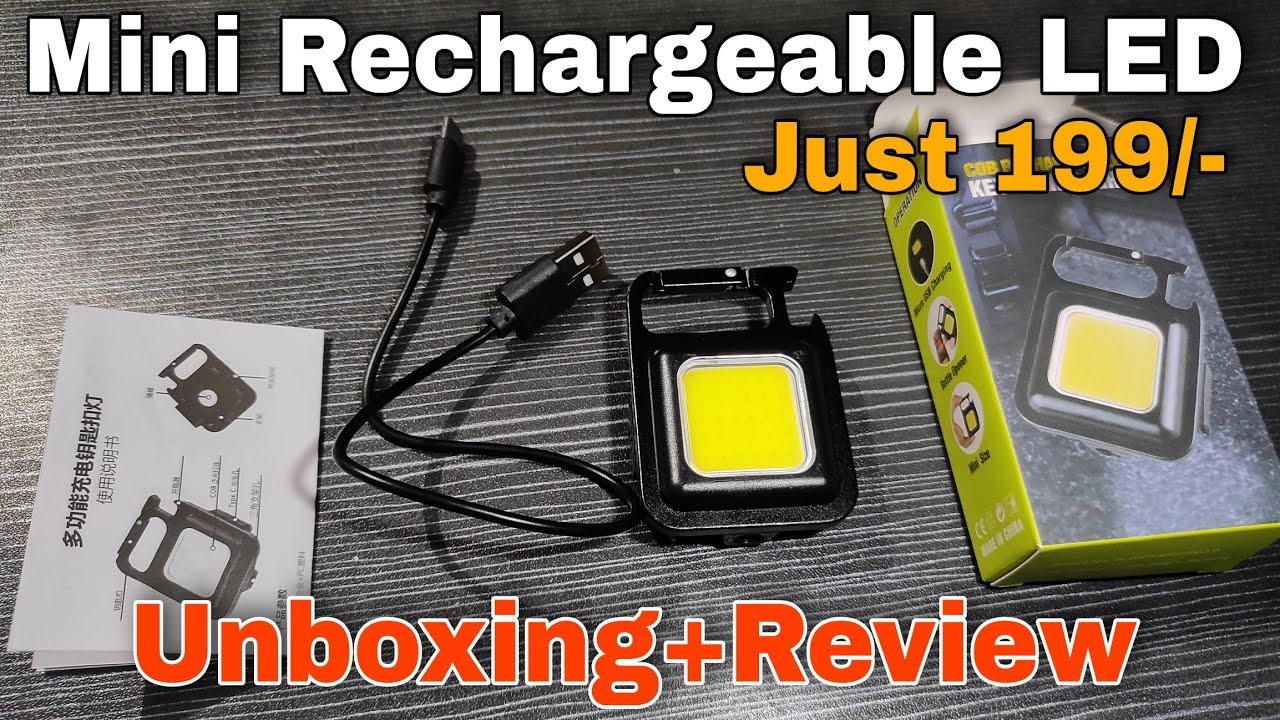 Mini Rechargeable Keychain LED Light with Metal Body Unboxing & Review ...