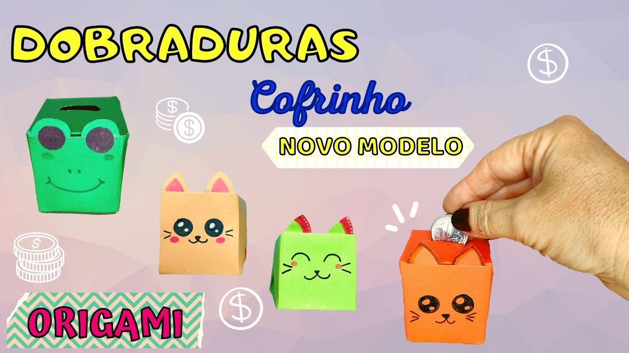 Cofrinho de papel - Modelo novo! - Origami - Diy Paper piggy bank - Como fazer um cofrinho de ...