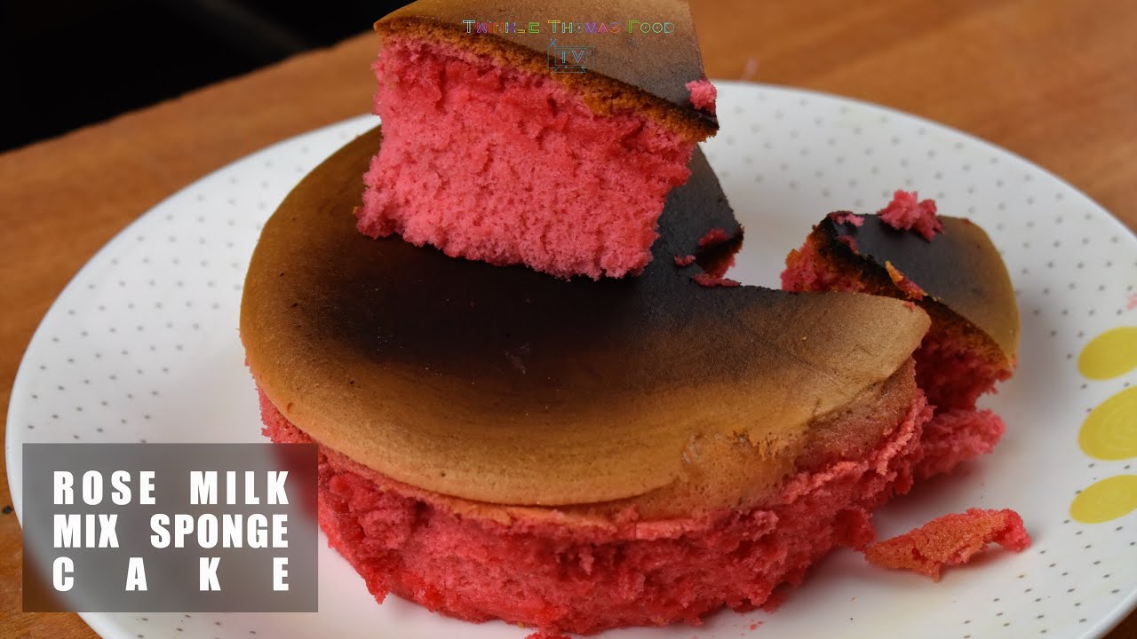 Rose Milk Mix Sponge Cake | Light Airy Sponge Cake | Rose Milk Flavour ...