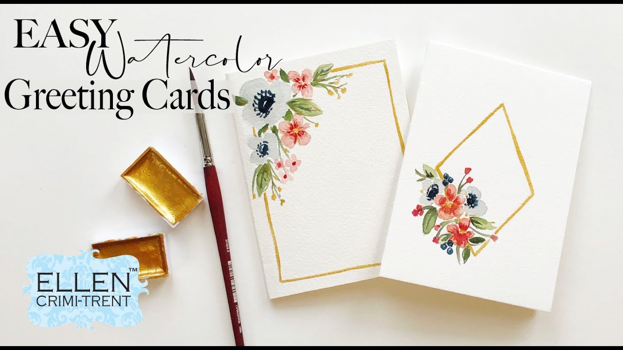SUPER EASY Greeting Card Tutorial with Watercolors - YouTube