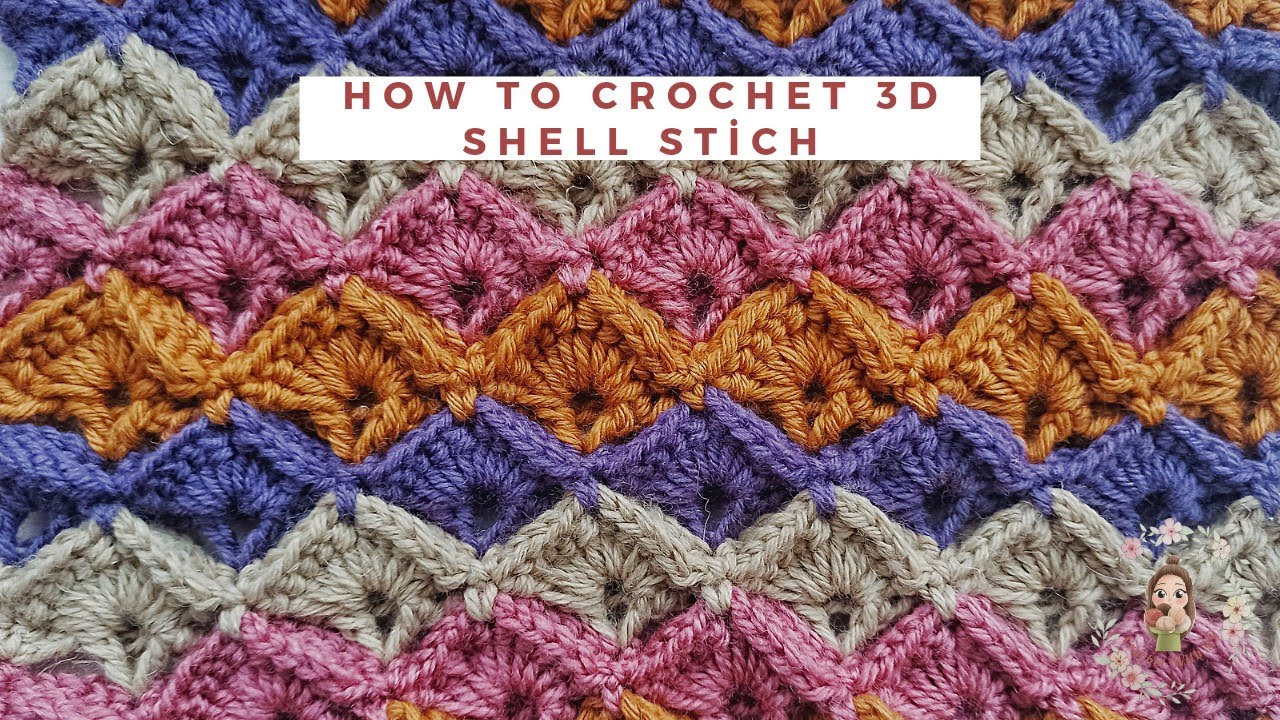 How To Crochet 3D Shell Stitch / Crochet Different Stitches - YouTube