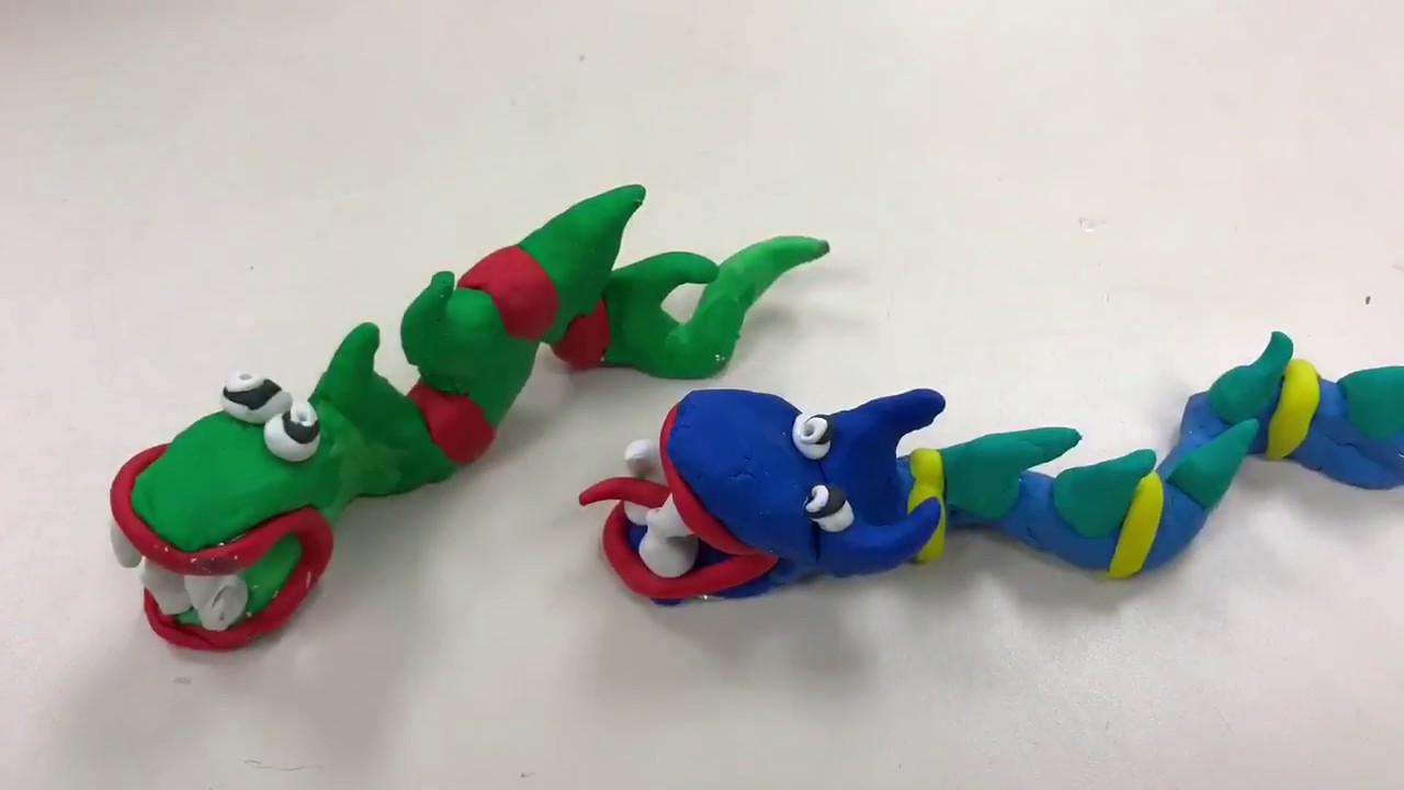 Kids arts and crafts: Make a tiny clay sea monster - YouTube