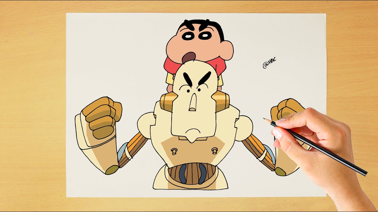 Drawing Shinchan and his Robo Dad | How to draw Shinchan and his Robo ...