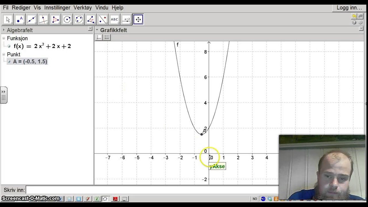 Geogebra 7 bunnpunkt og toppunkt - YouTube