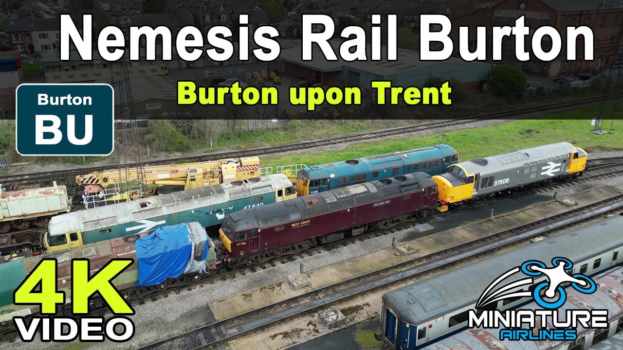 Nemesis Rail at Burton-on-Trent Aerial Flyover in 4K - YouTube