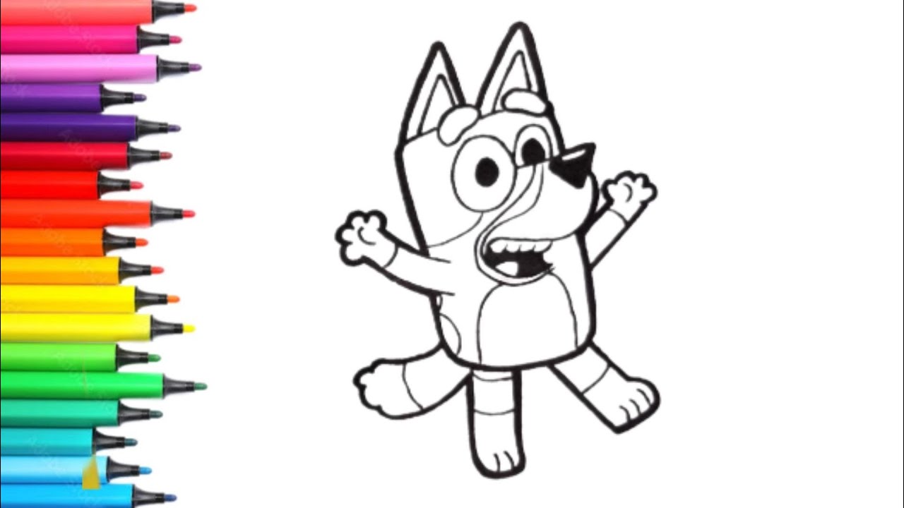 bluey drawing for kids || Easy Bluey Drawing|| How to draw the bluey # ...