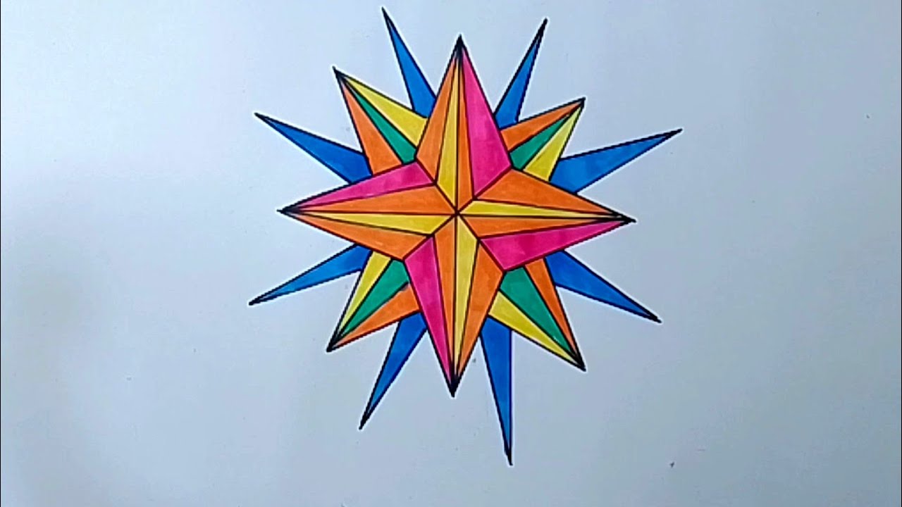 cara menggambar bintang dekoratif gambar bintang. - YouTube