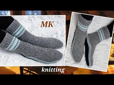 ‼️ Носки-тапки для мужчин на ножку большого размера ️ МК ️ На двух ...
