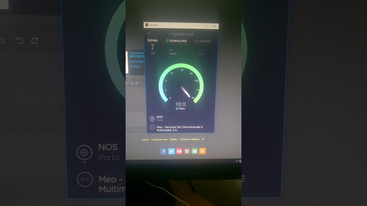 MEO FIBRA 1Gbps speed test - YouTube