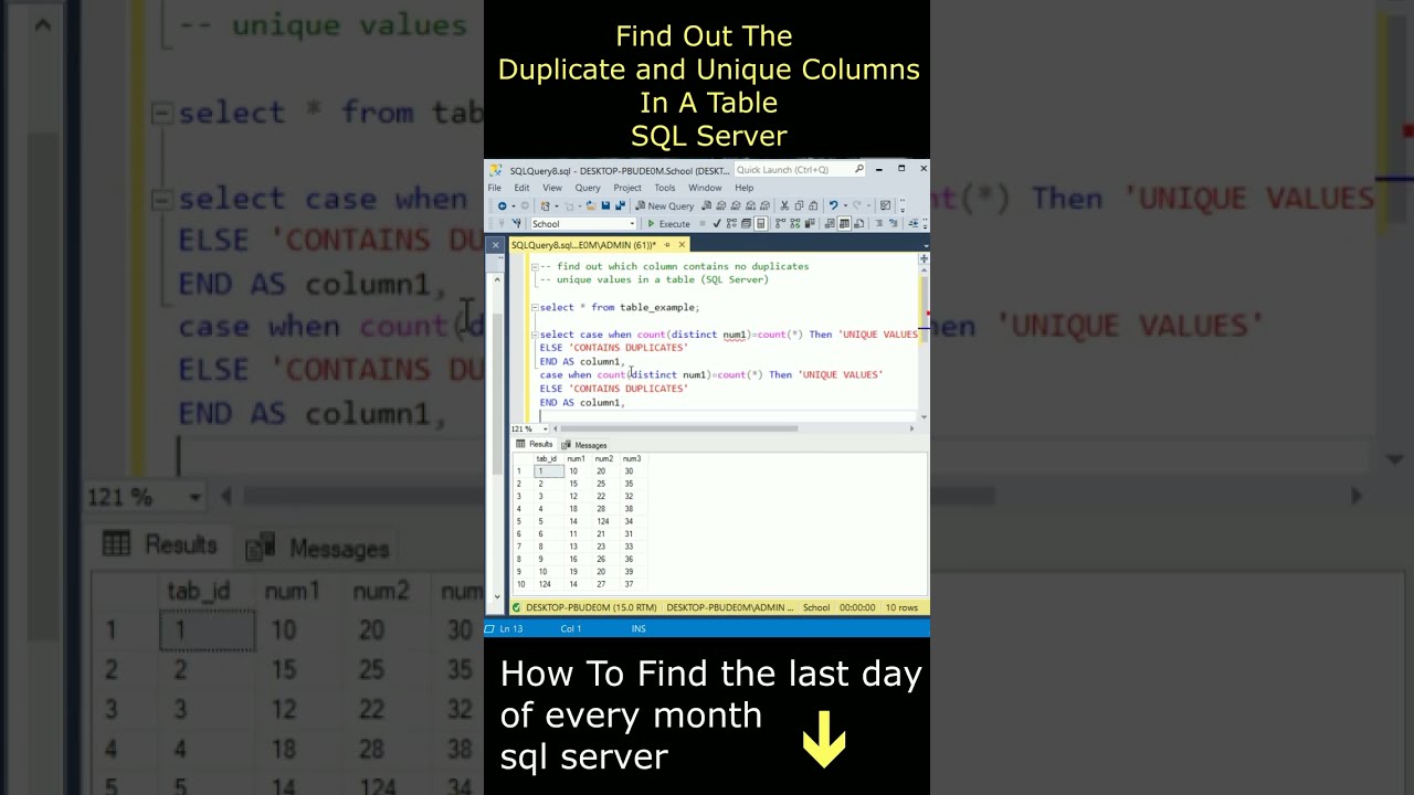 Find Which Column Contains Duplicates Unique Values Sql Server Ssms Find Which Column Contains Duplicates Unique Values Sql Server Ssms