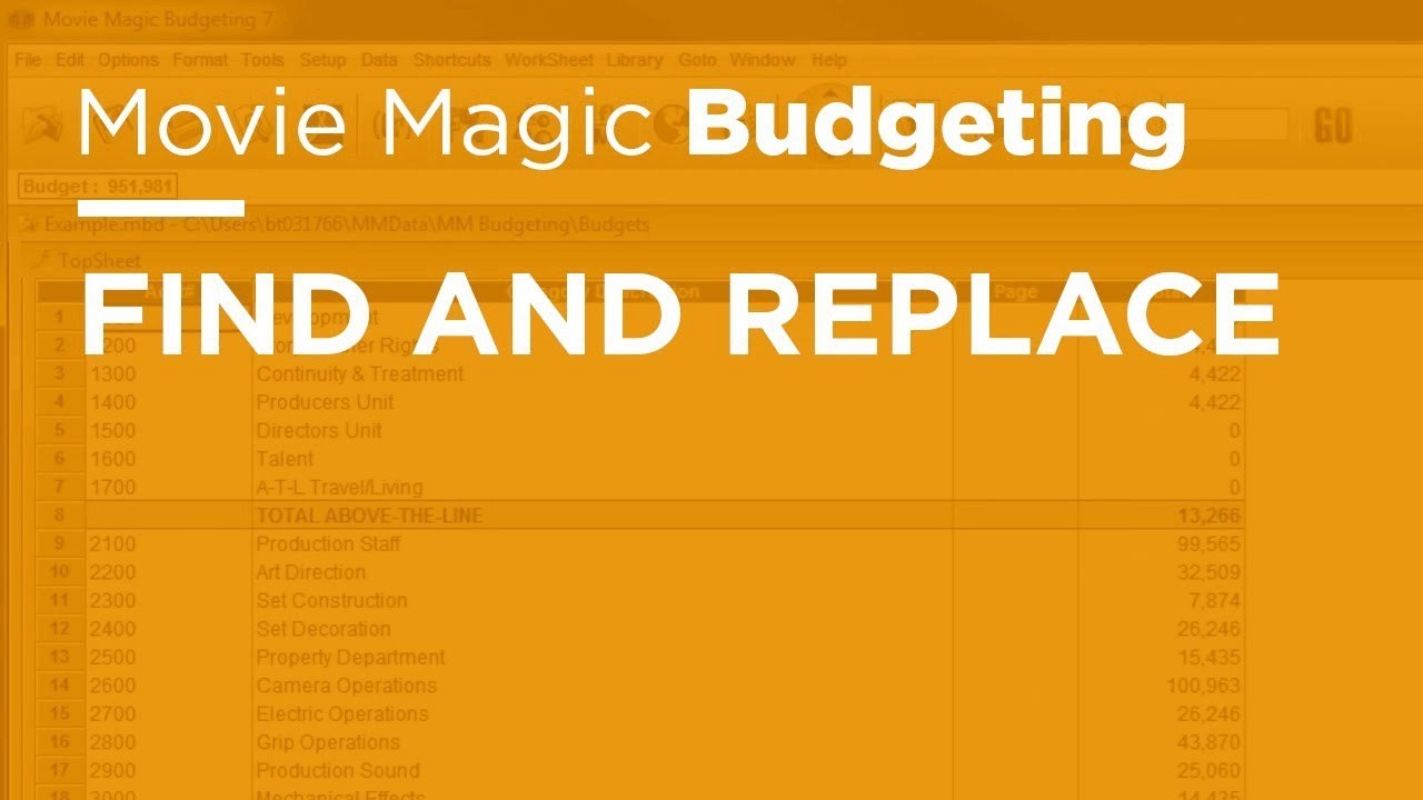 Legacy Movie Magic Budgeting - Find and Replace - YouTube