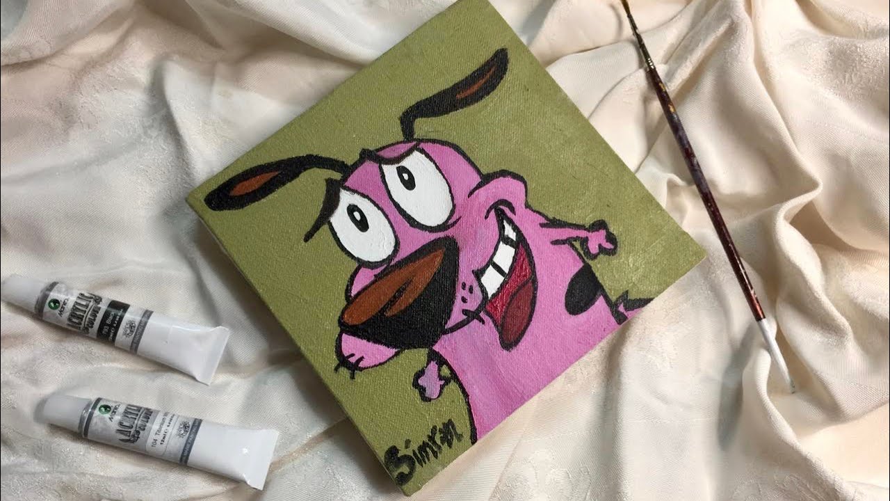 How to paint courage the cowardly dog | Easy cartoon painting with ...