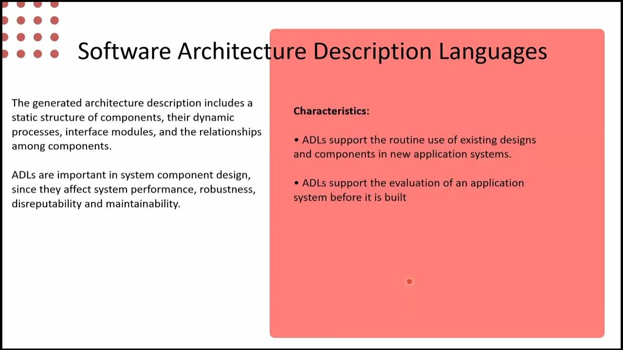 Software Architecture Description Language ADLs Software Architecture ...