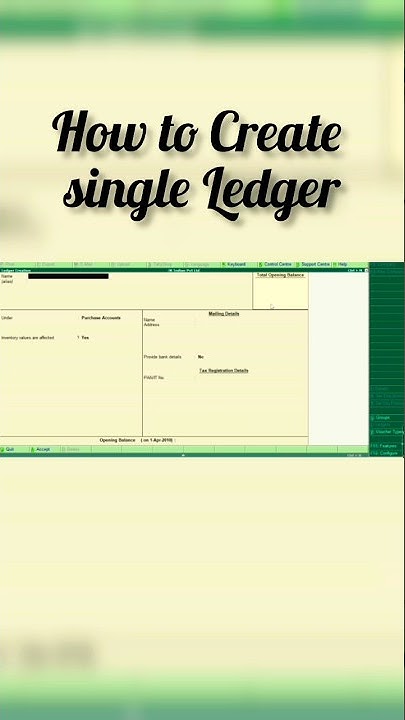 Single Ledger Create in Tally ERP 9|Ledger Create in Tally|Ledger Create#shortsvideo # ...