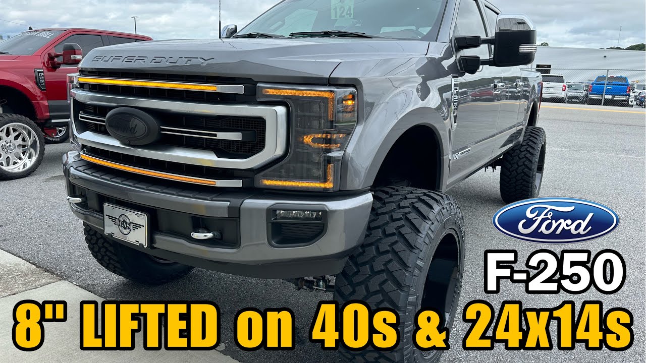 Ford F-250 Platinum 8” LIFTED on 40s and 24x14s-Carbonized Gray Super ...