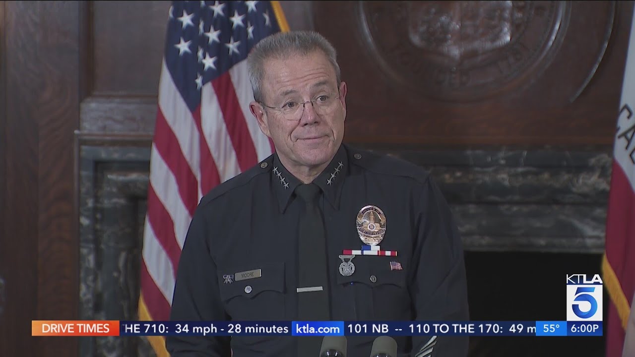Los Angeles Police Chief Michel Moore announces retirement - YouTube