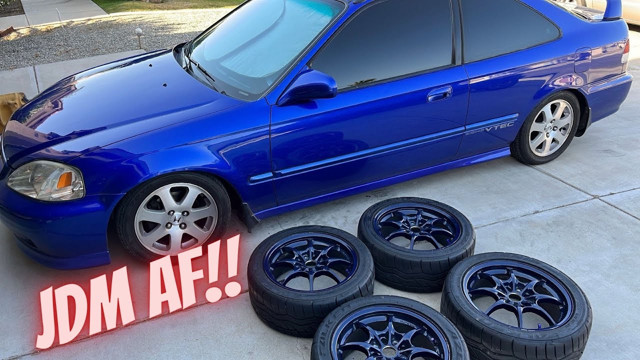 Test Fitting Mugen MF8's on the 1999 Honda Civic Si - YouTube