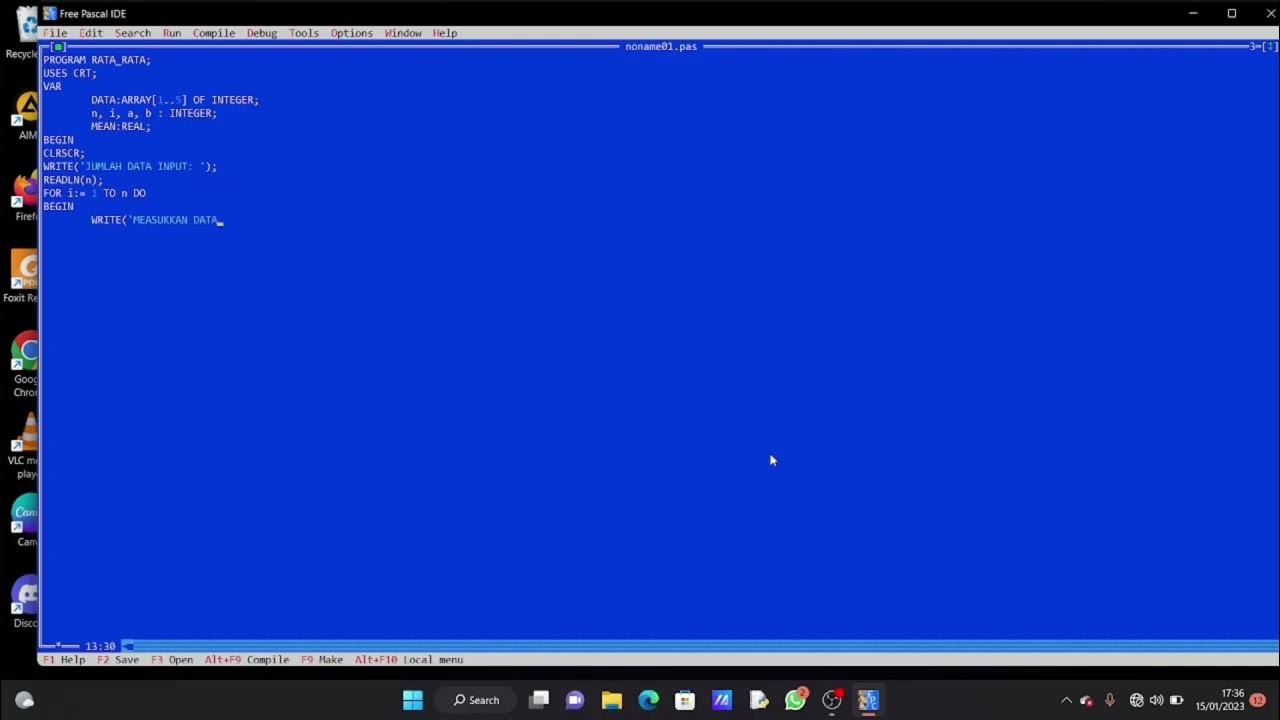 TUTORIAL MEMBUAT PROGRAM RATA-RATA MENGGUNAKAN METODE ARRAY DENGAN APLIKASI FREE PASCAL - YouTube
