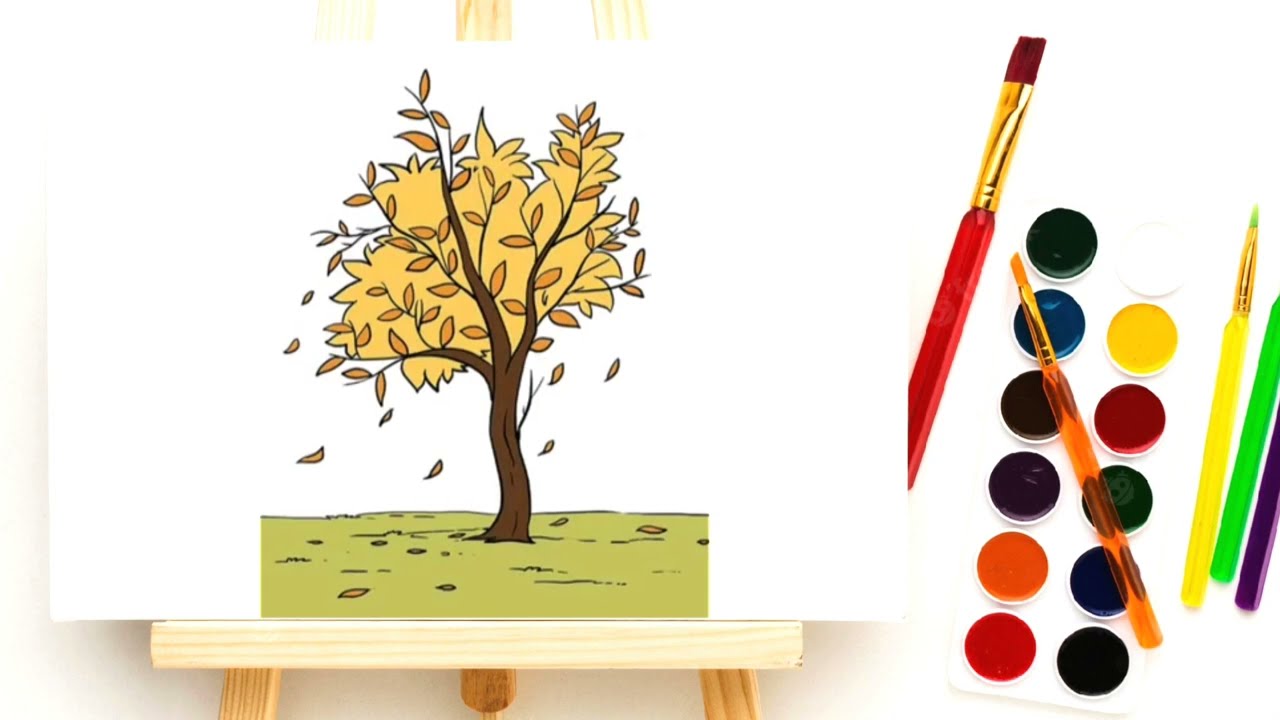 How To Draw A Tree With Falling Leaves Tutorial YouTube How To Draw A Tree With Falling Leaves Tutorial YouTube