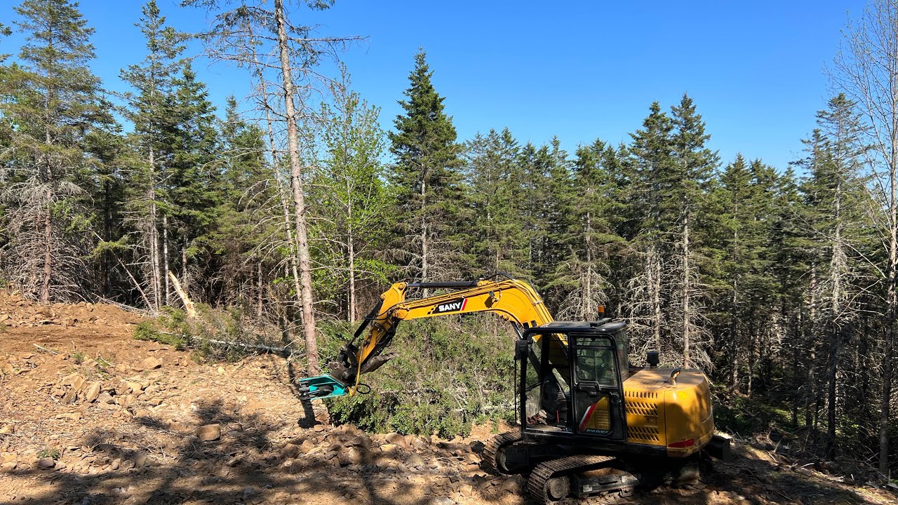 TREE SHEAR COMES IN HANDY ON THE MOUNTAIN SIDE BUILD - YouTube